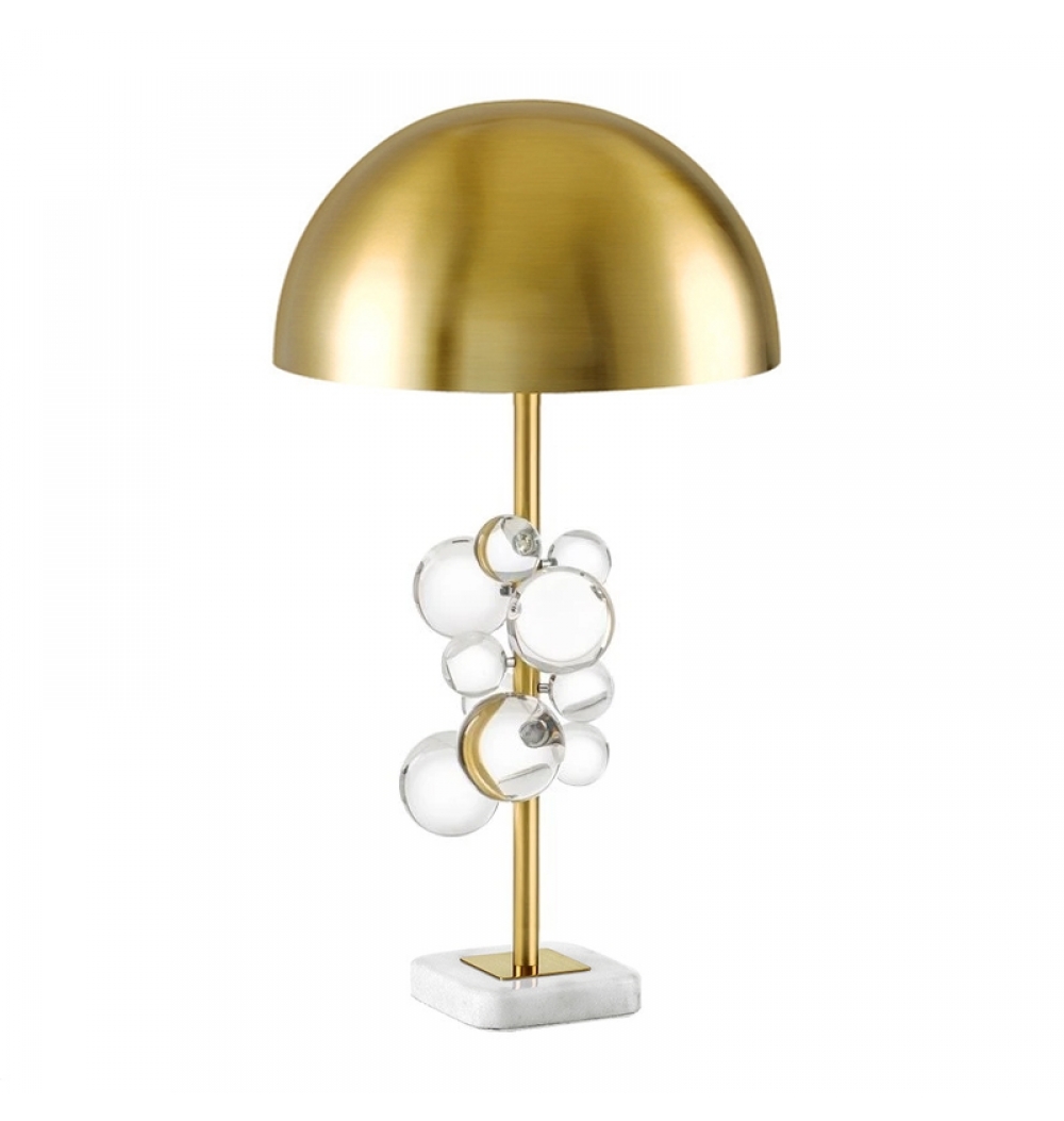 Abajur metal dourado bolas cristal alto | Camélia